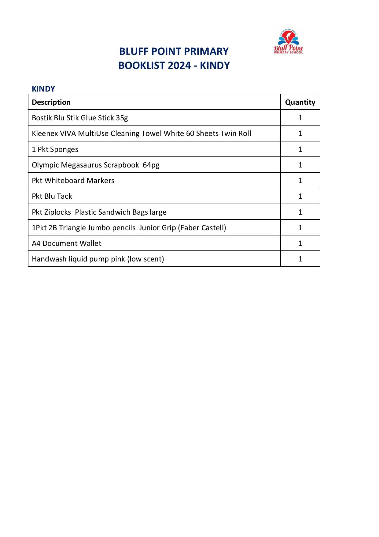 Booklists | Bluff Point Primary School