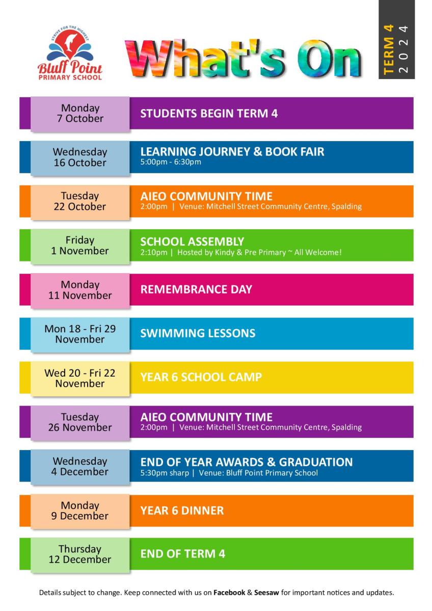 Term Planner | Bluff Point Primary School
